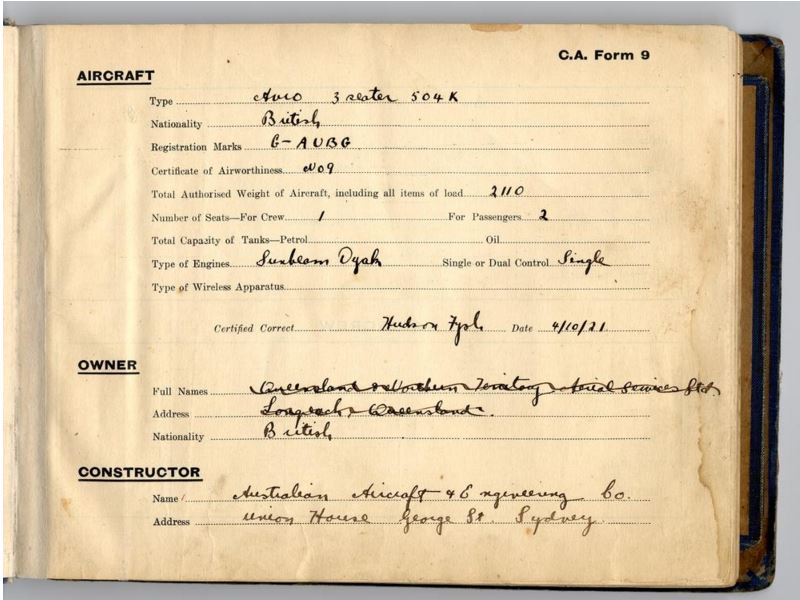 QANTAS' first logbook | State Library Of Queensland
