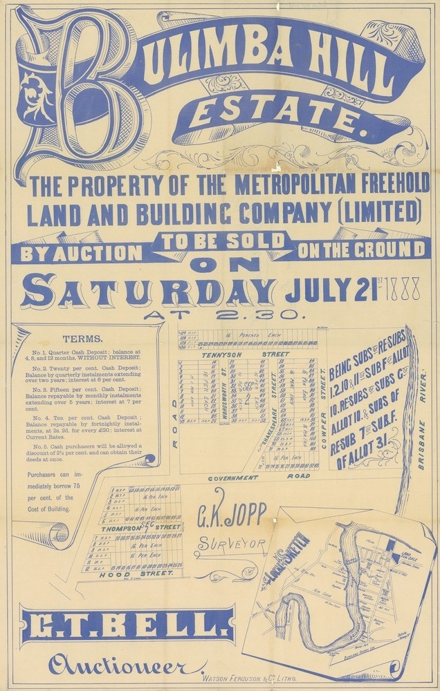 Bulimba Hill Estate, Bulimba, 1888 (Map of the Week) | State Library Of ...