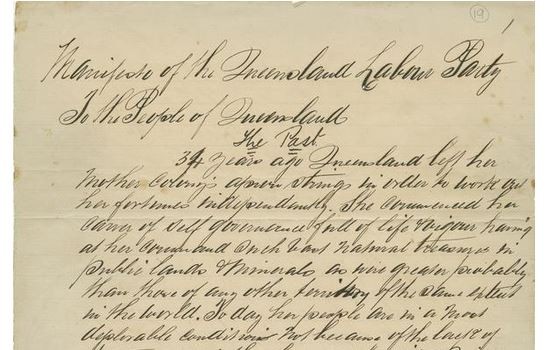 Manifesto of the Queensland Labour Party | State Library Of Queensland